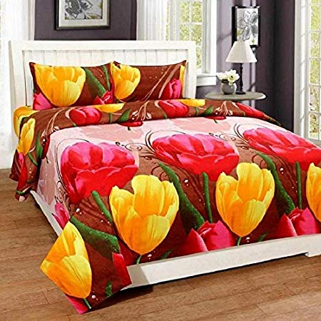 Yellow and Red Pattern Flower Pattern Bedsheets